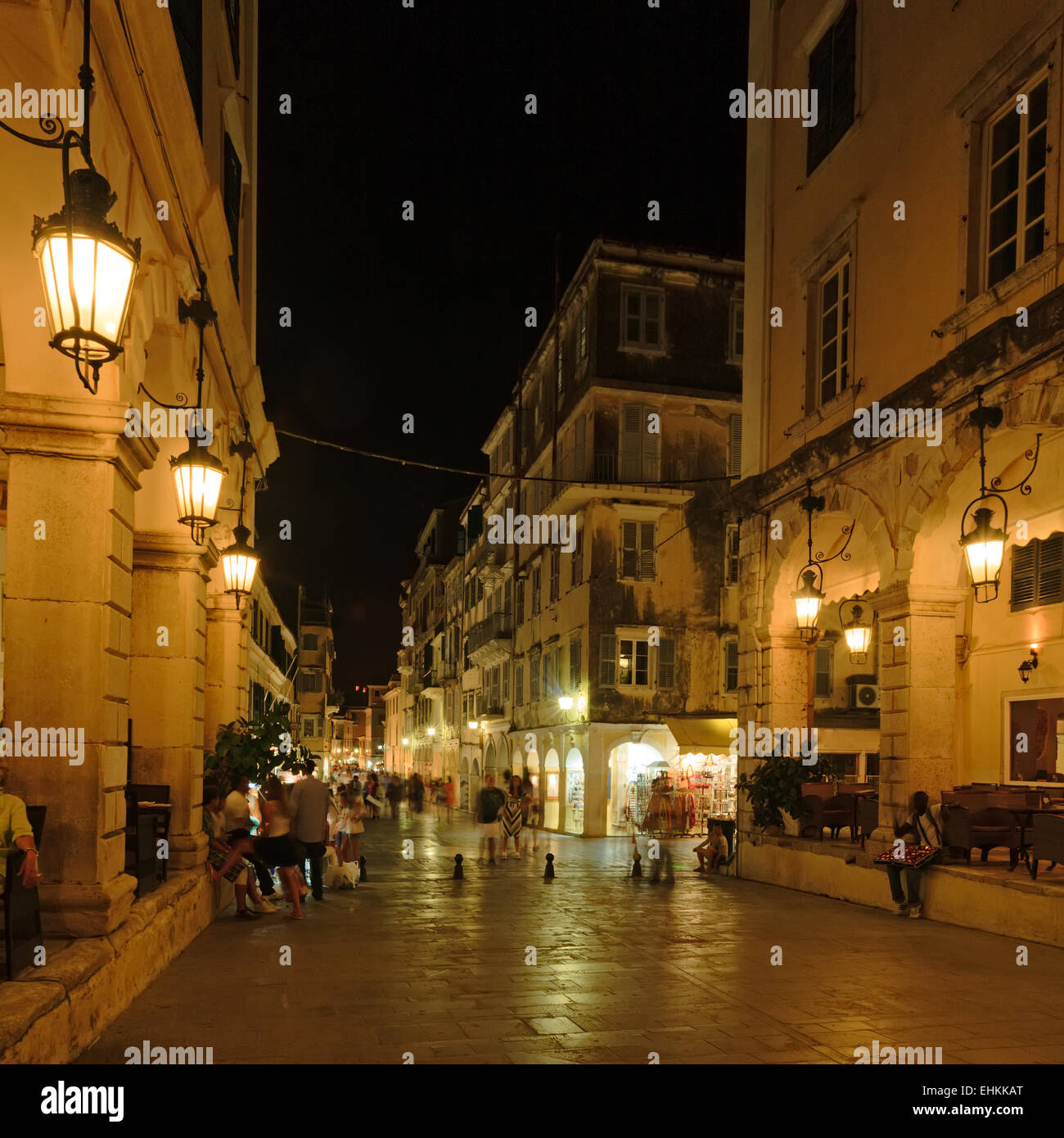 Liston, main promenade, at night, Corfu city, Greece Stock Photo - Alamy