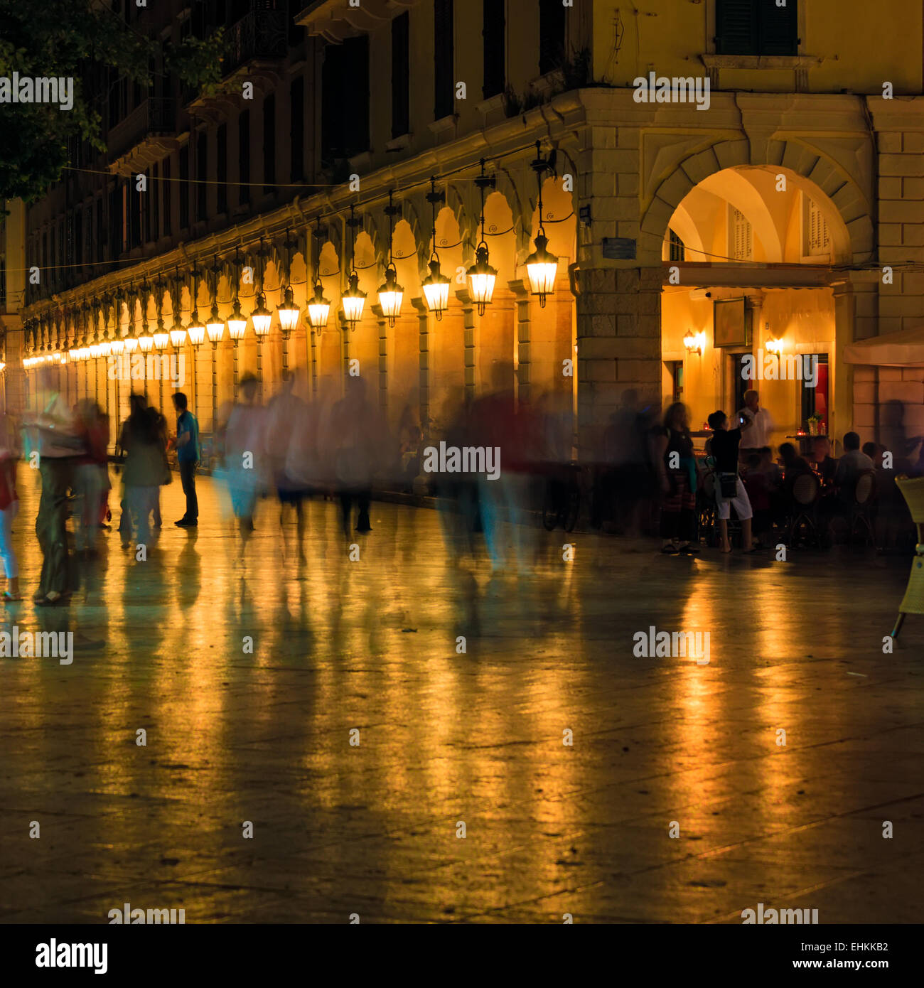 Liston, main promenade, at night, Corfu city, Greece Stock Photo - Alamy