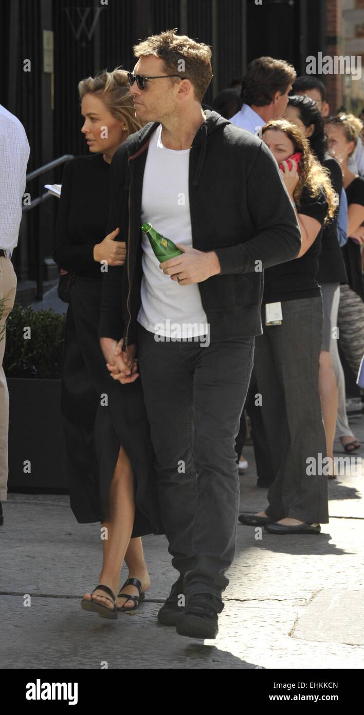 Sam Worthington and Lara Bingle out for a stroll Featuring: Sam ...