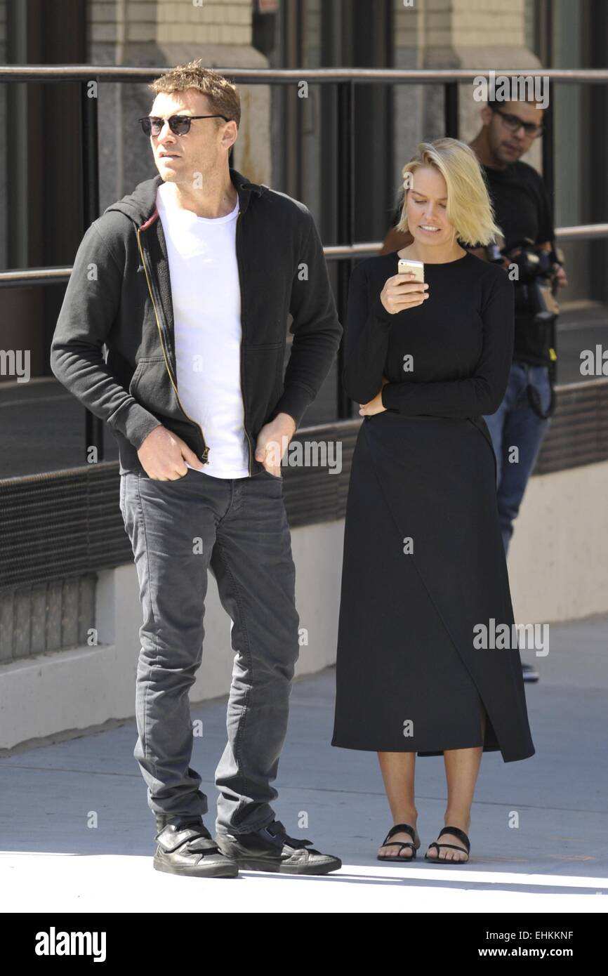 Sam Worthington and Lara Bingle out for a stroll Featuring: Sam ...