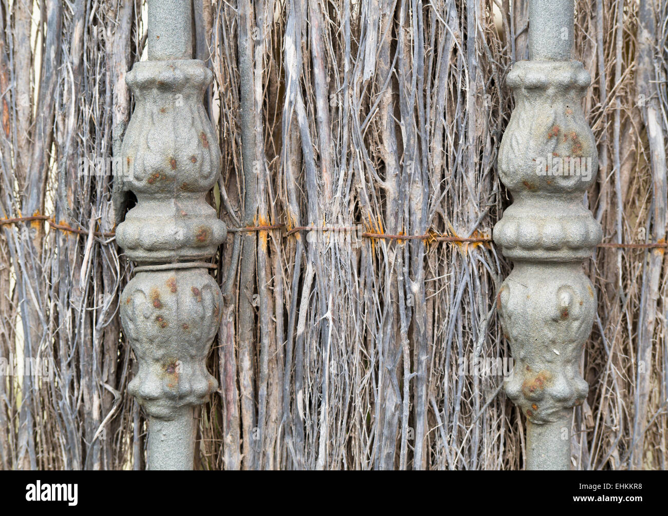 Close up of the top part of concrete wall, designed to hinder view into ...