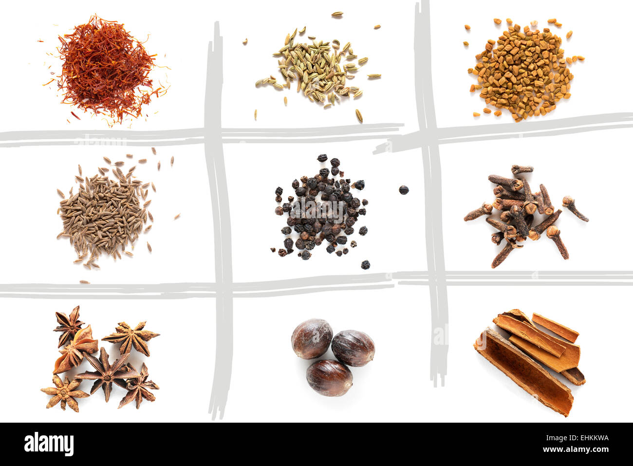 Set of different spices. Isolated on white background Stock Photo - Alamy