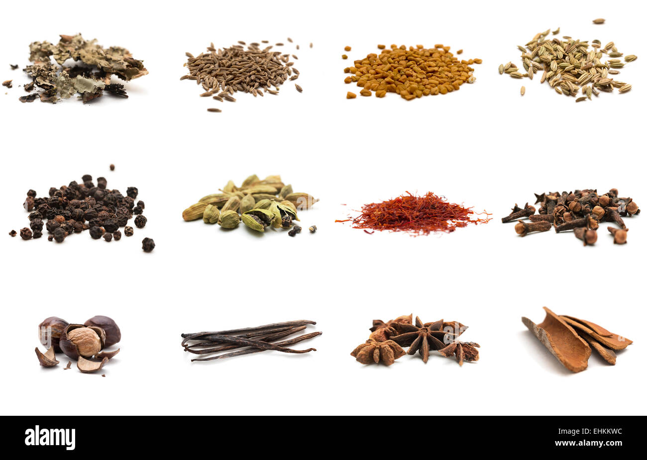 Set of different spices. Isolated on white background Stock Photo - Alamy