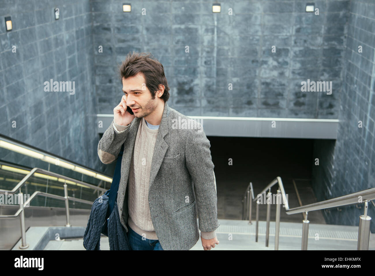 Mobile phone underground man hi-res stock photography and images - Alamy