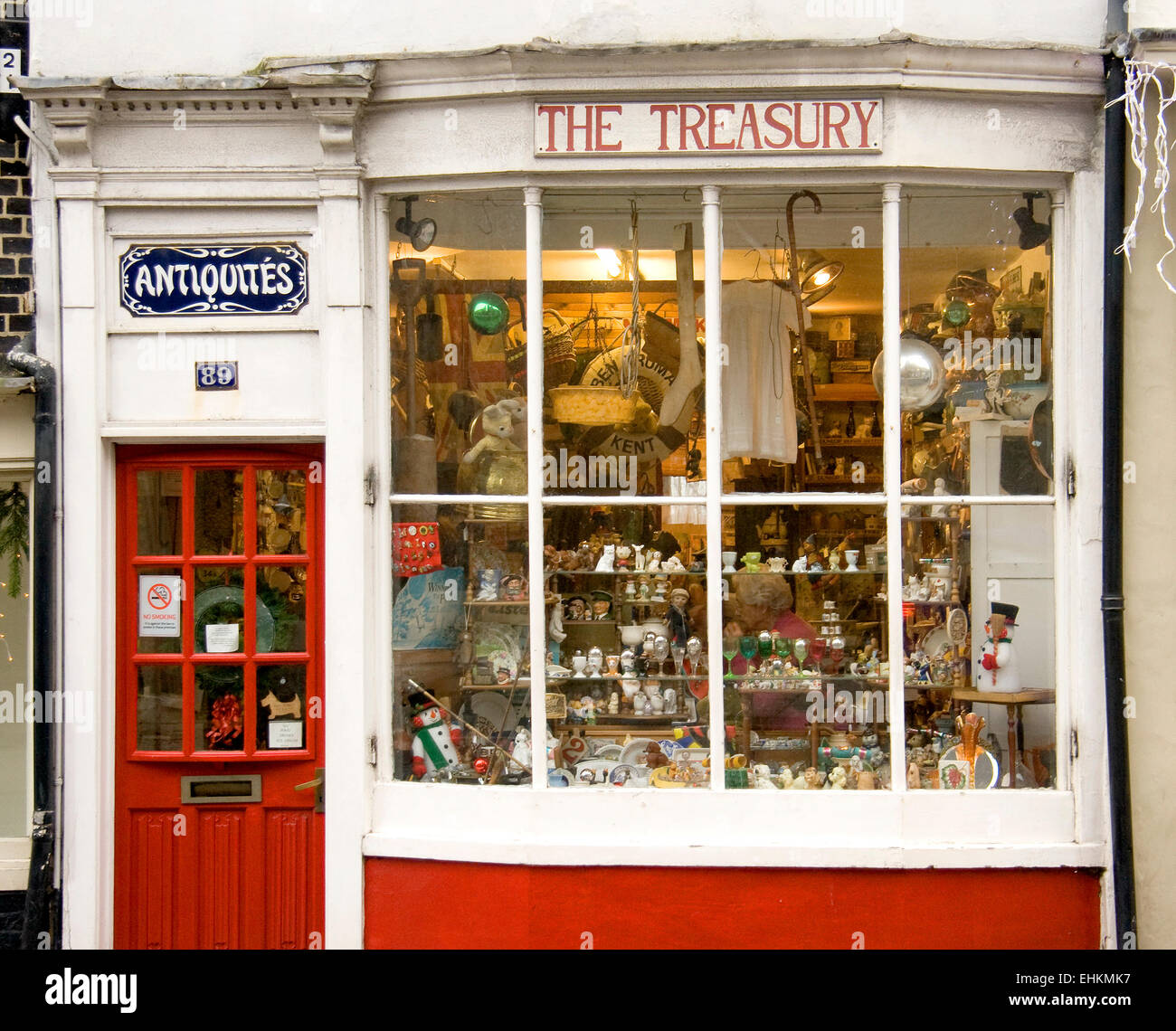 Shop front of a traditional curio or junk shop in Lewes, East Sussex ...