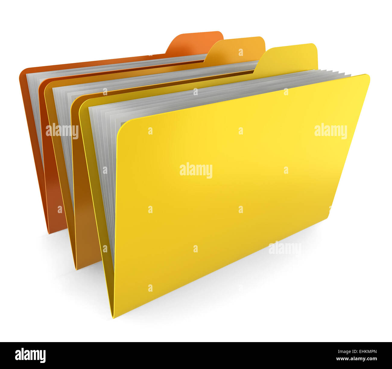 Three folders. 3d illustration on white background Stock Photo - Alamy