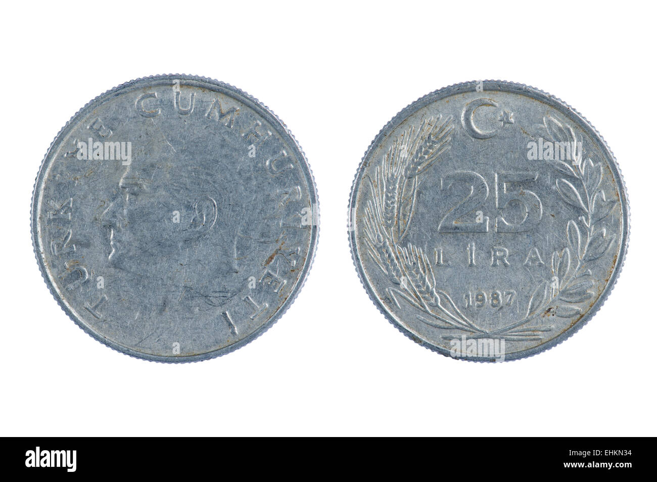 isolated object on white - Turkey coin Stock Photo - Alamy