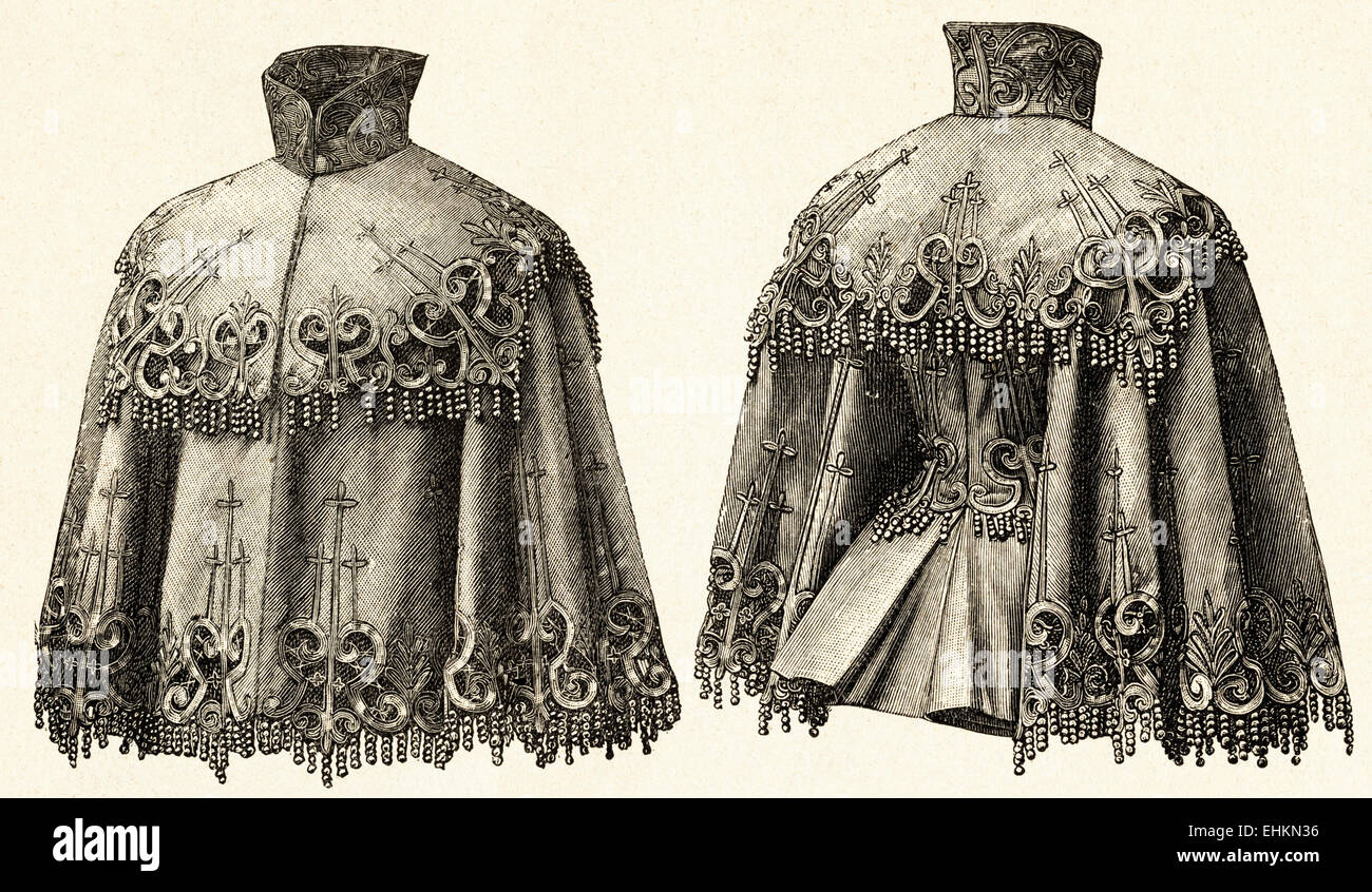 Victorian woman fashion illustration circa 1895 elaborate cape Stock ...