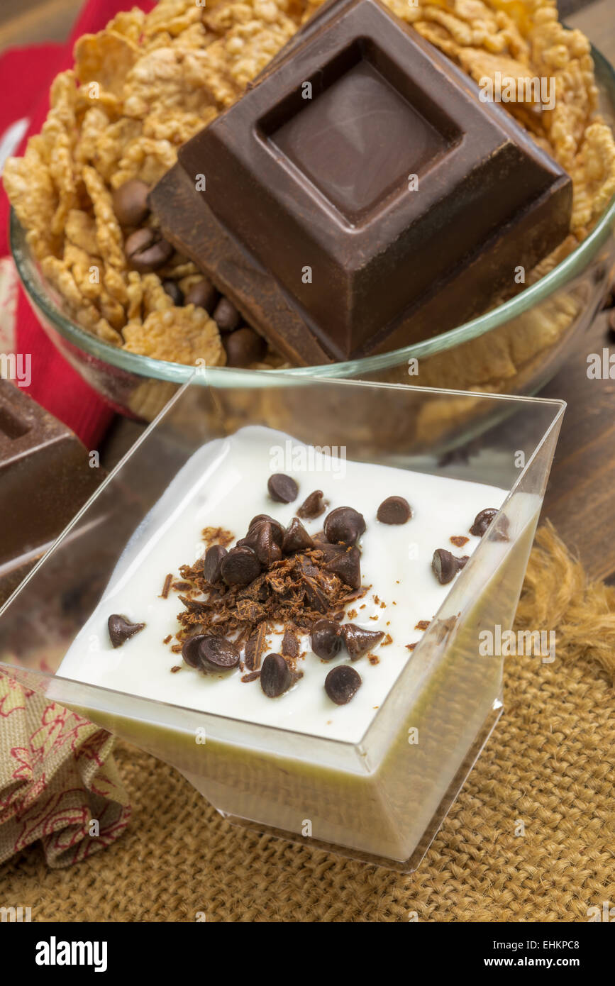 low-fat plain yogurt creamy with bitter chocolate Stock Photo - Alamy