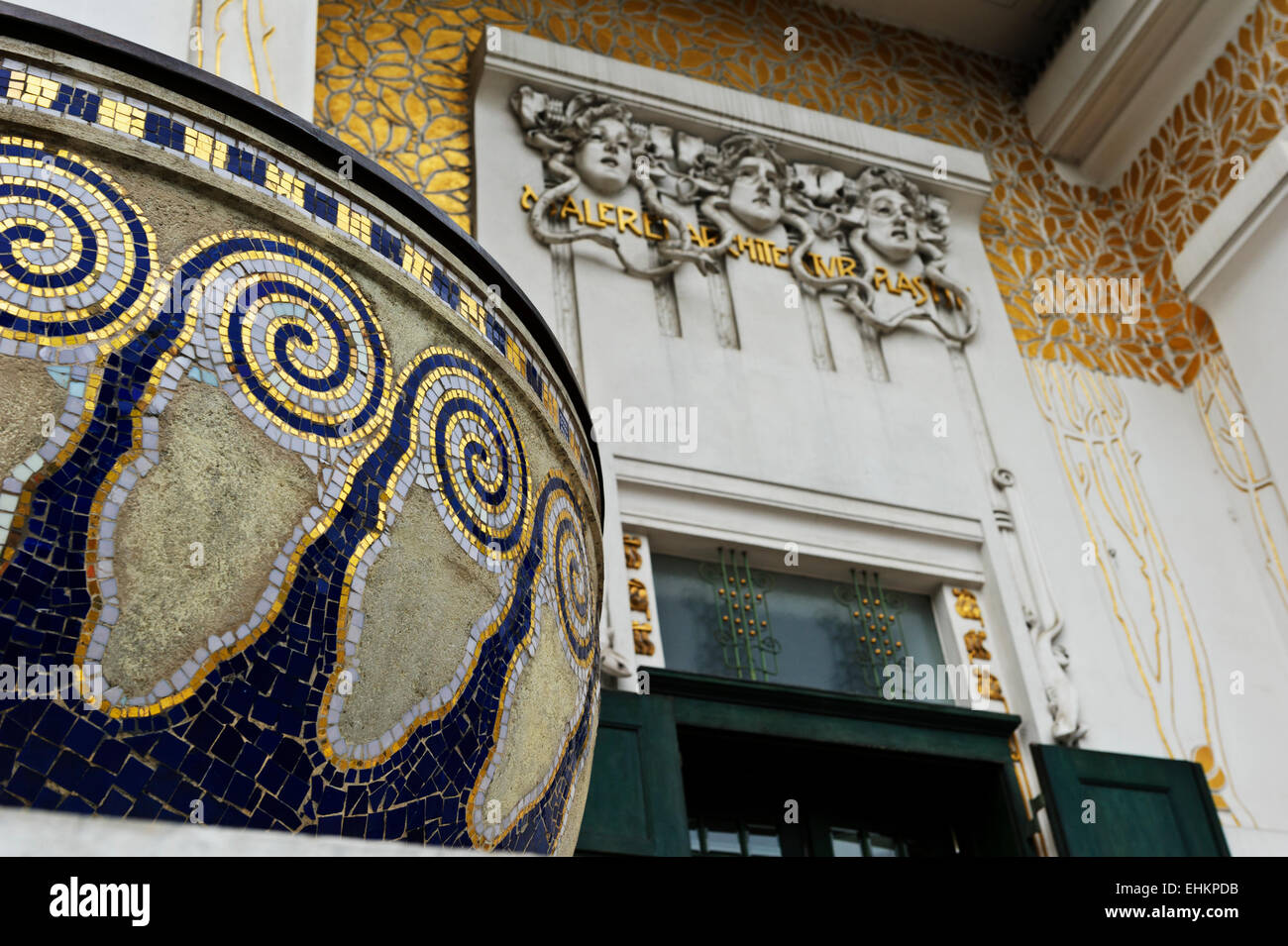 Gorgons heads decorations above the entrance of the Secession building ...