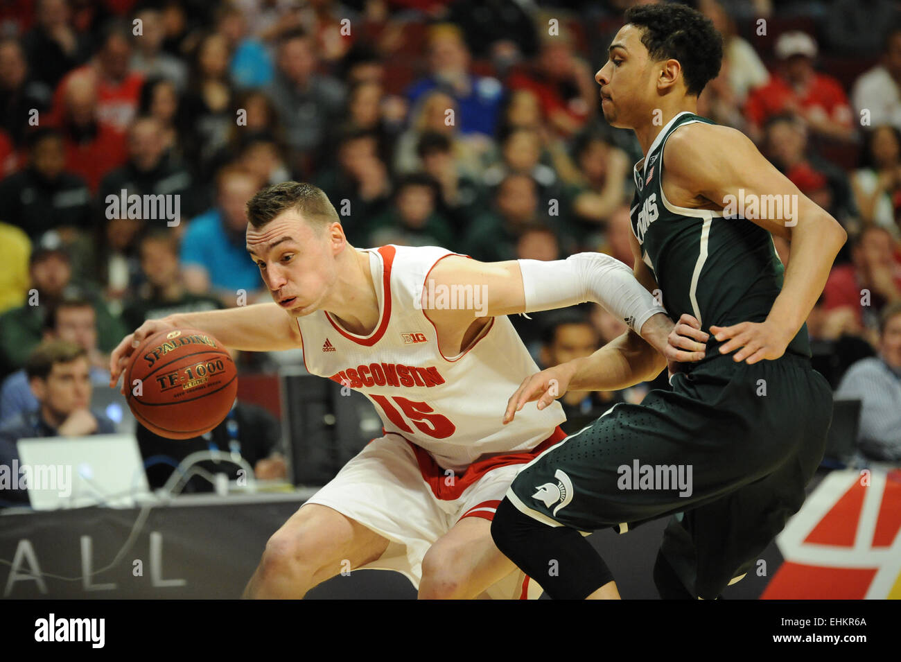 Chicago, Illinois, USA. 15th Mar, 2015. Wisconsin Badgers forward Sam ...