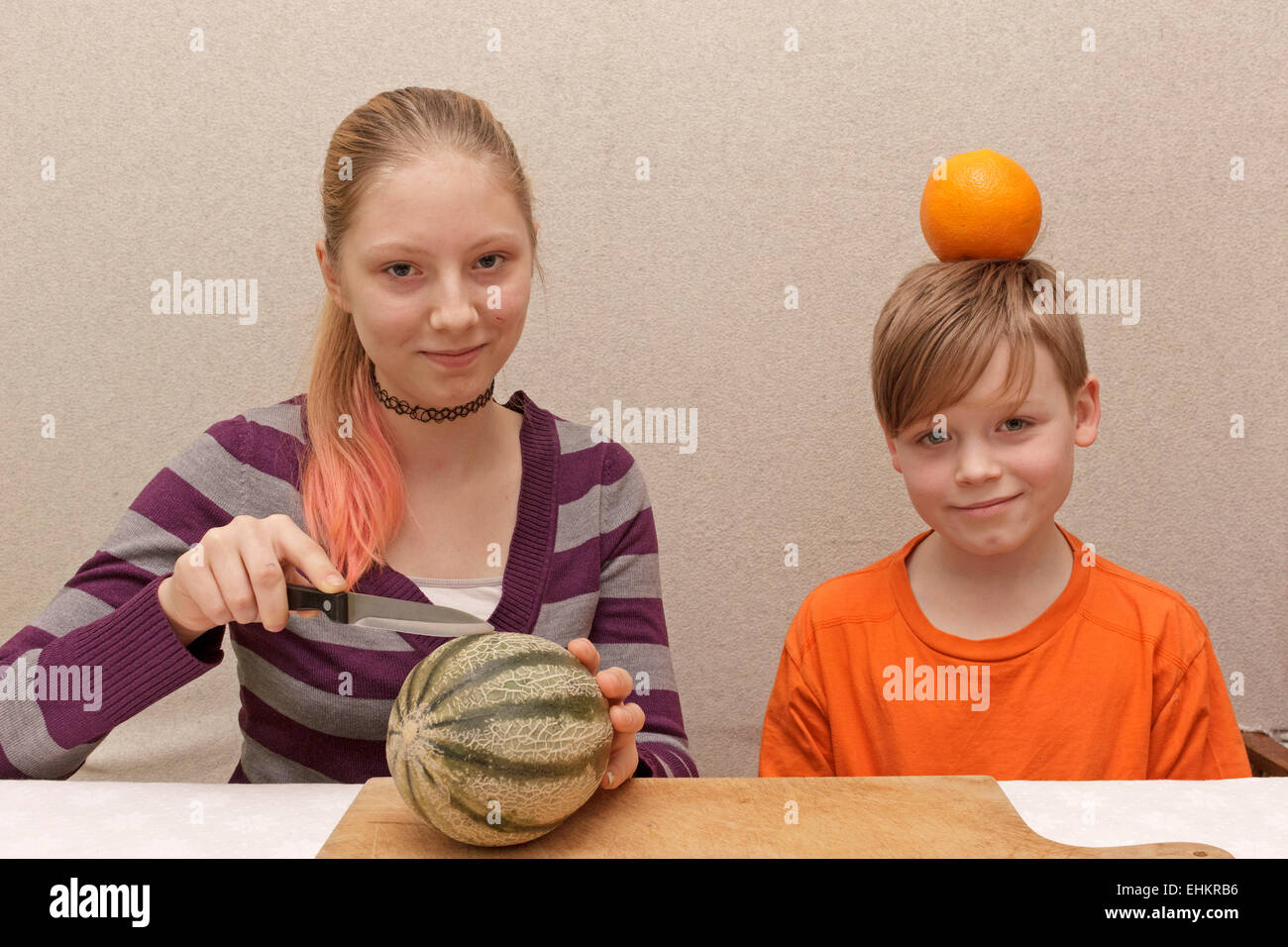 Children making fruit salad hi-res stock photography and images - Alamy