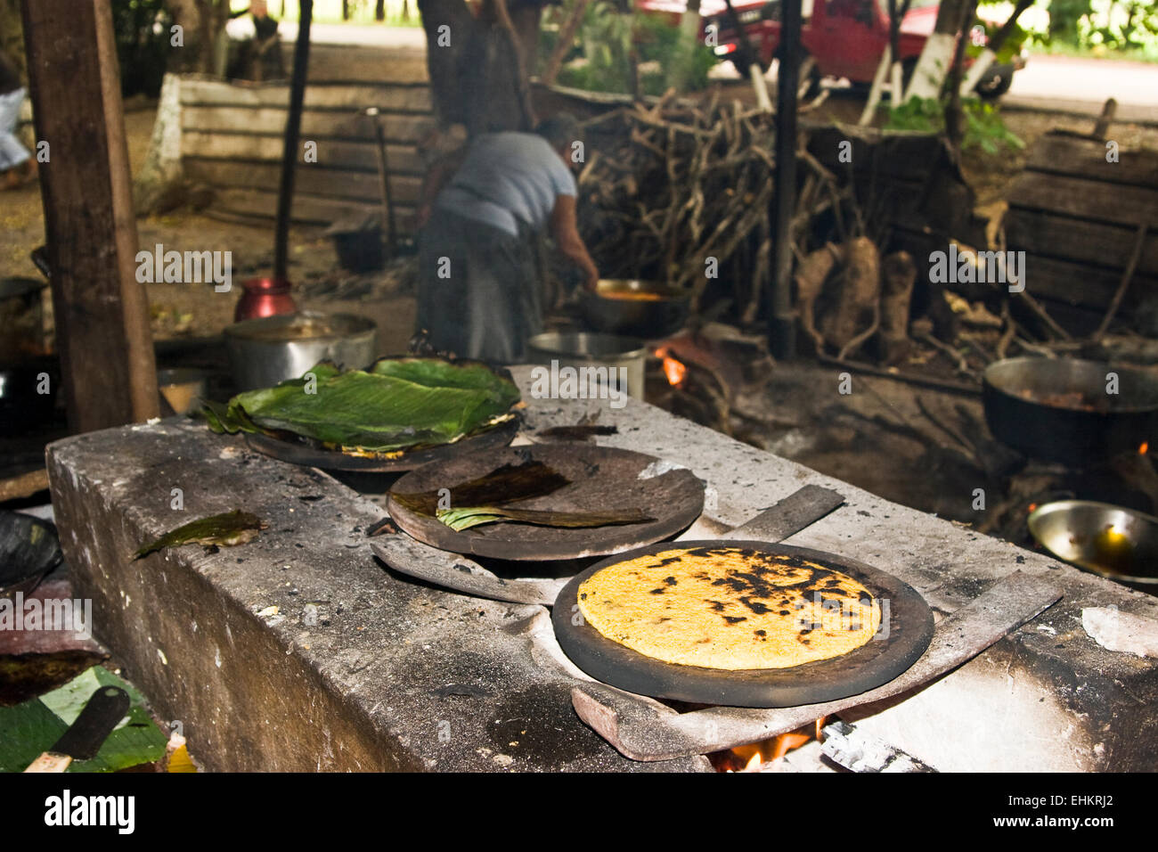 Corn tortilla, Panamanian style at El Ciruelo folk food place, La Villa ...