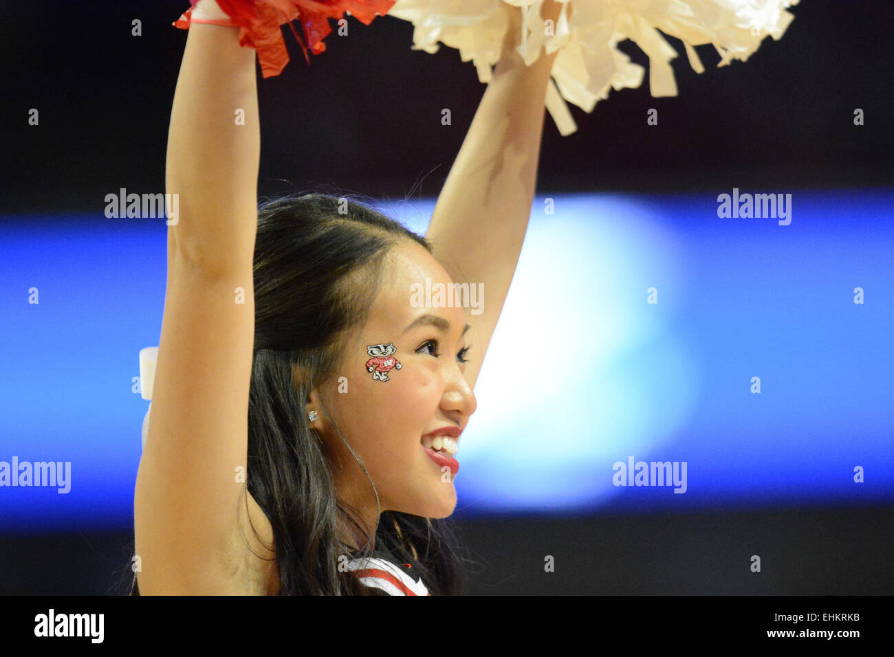 Chicago, Illinois, USA. 15th Mar, 2015. Wisconsin Badgers cheerleader ...