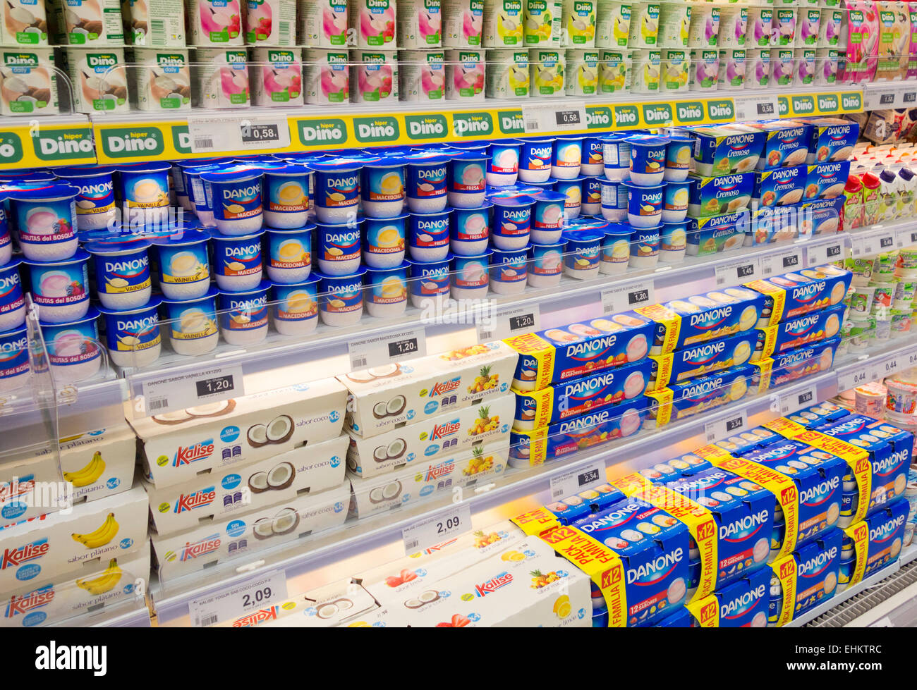 Yoghurt display in supermarket Stock Photo - Alamy