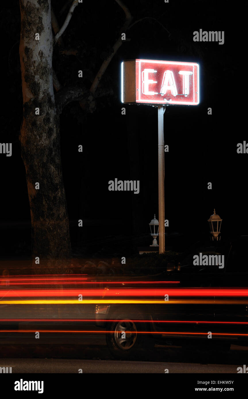Sign in front of a diner Stock Photo - Alamy