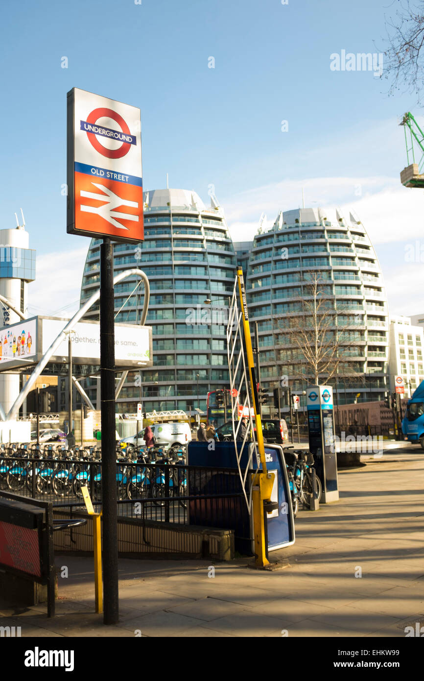 Old Street tube station with roundabout and Bezier development Stock ...