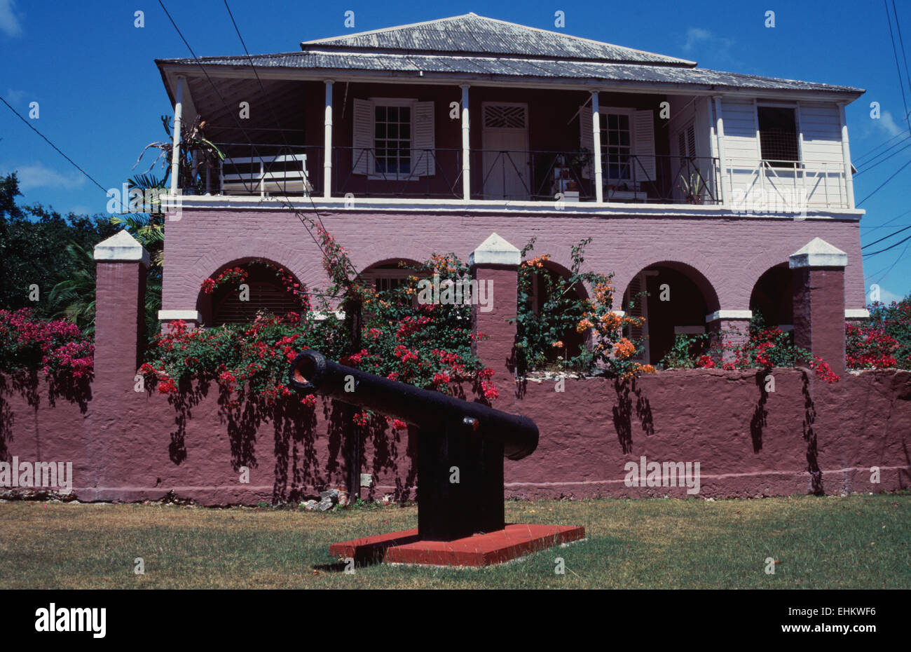 Colonial building at Garrison Savannah horse racing course, Barbados ...