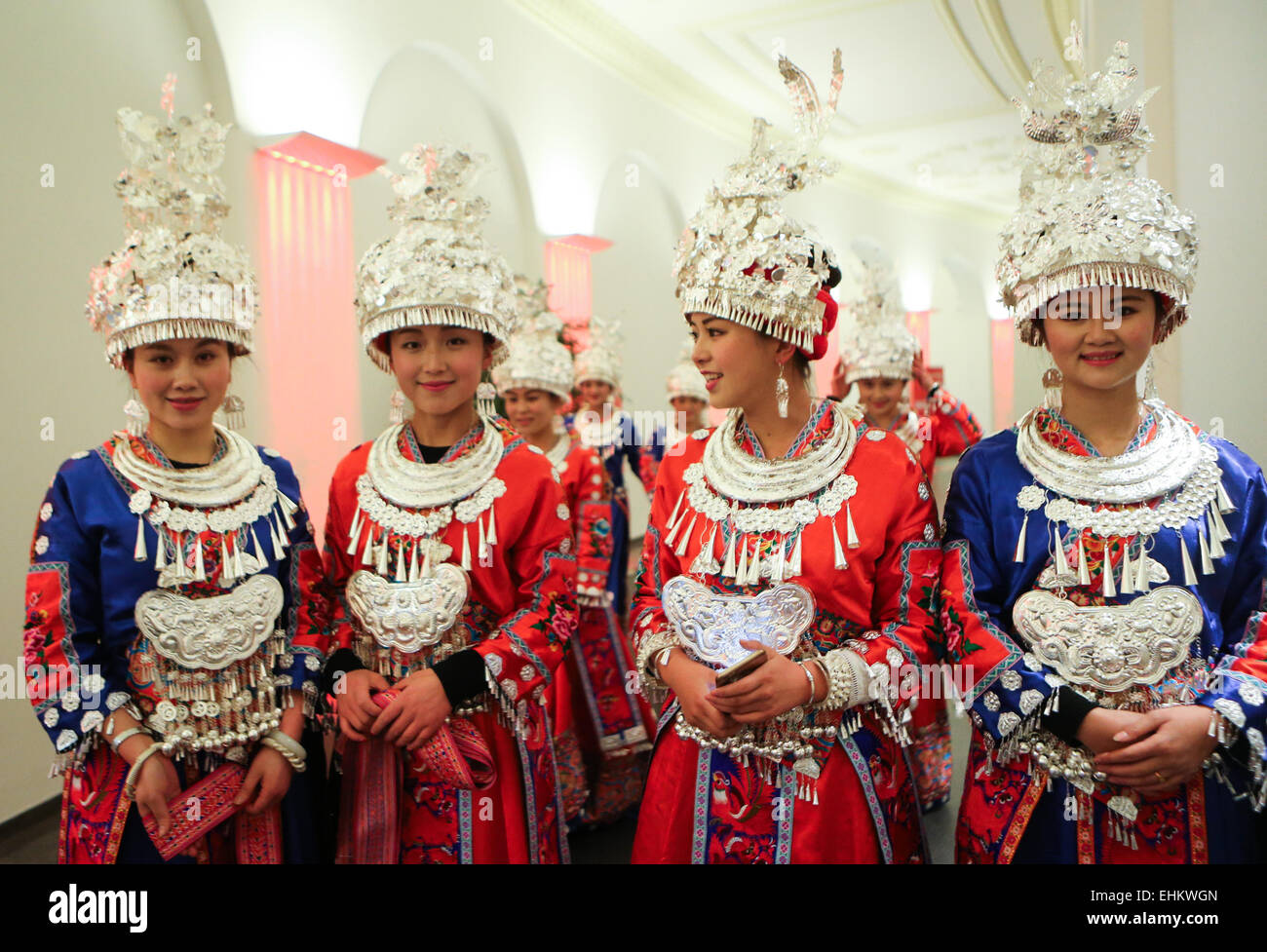Hannover, Germany. 15th Mar, 2015. Chinese dancers wearing traditional ...