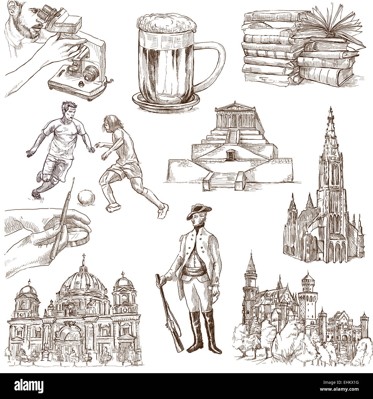 Travel series: GERMANY - Collection of an hand drawn illustrations ...