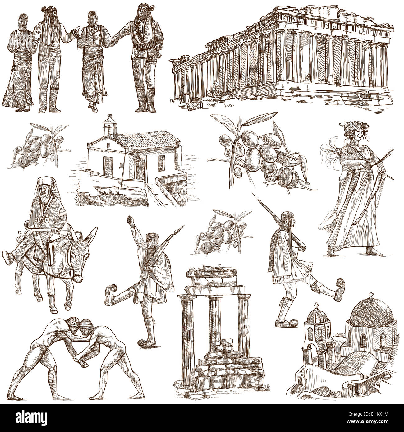 Geography travel greece acropolis drawing hi-res stock photography and ...