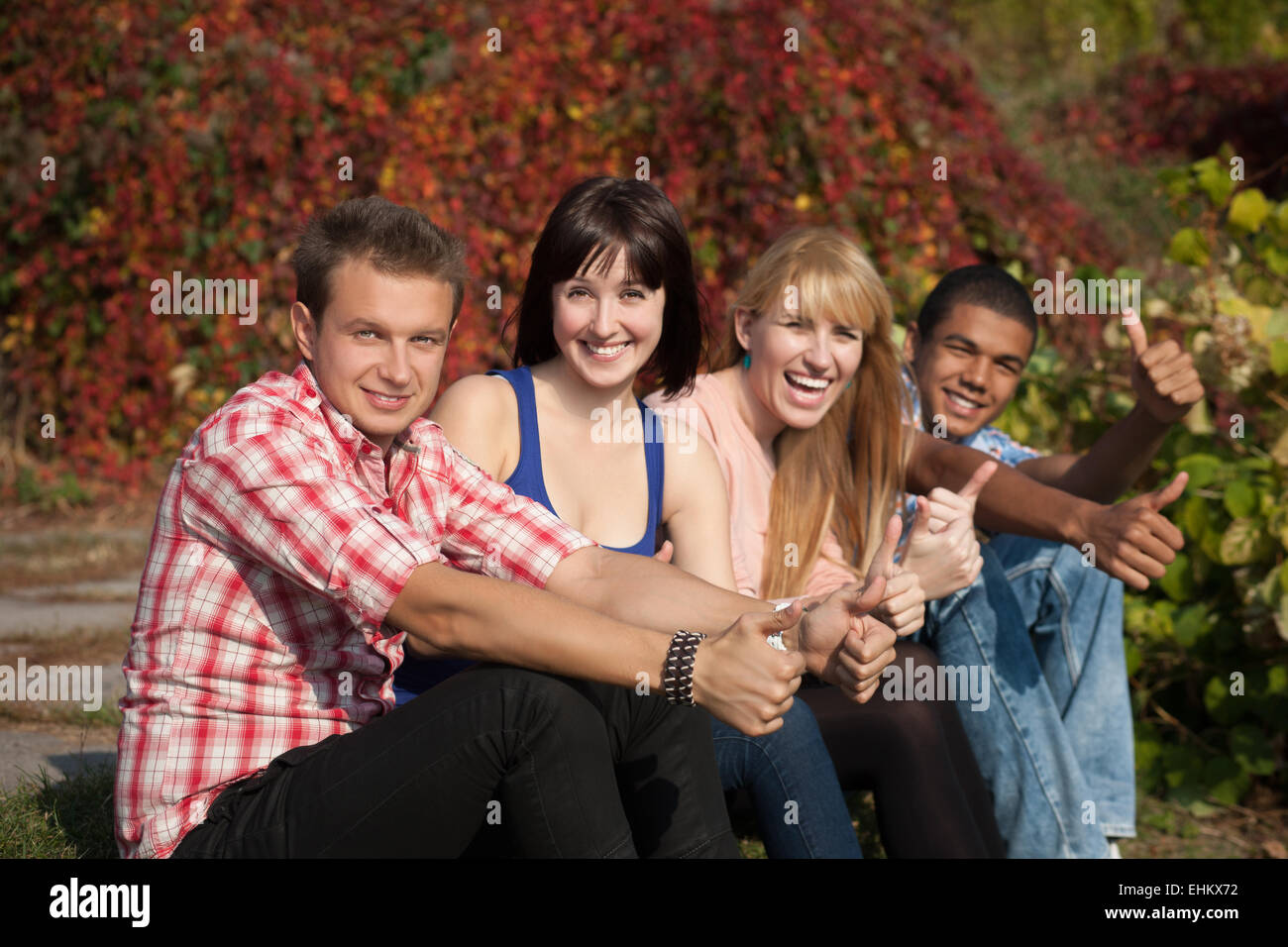 Young happy people outdoor Stock Photo - Alamy