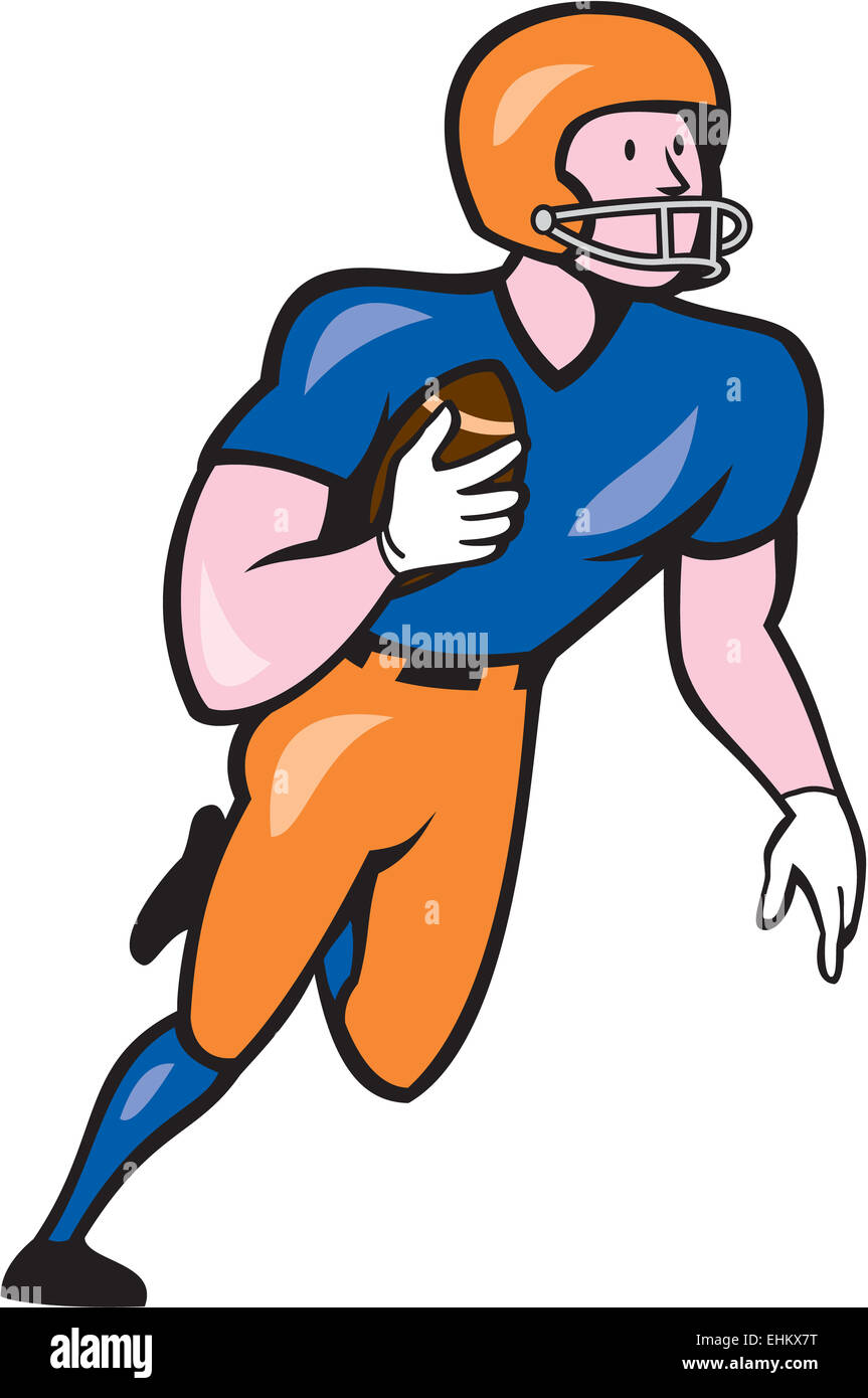 Illustration Of An American Football Gridiron Player Holding Ball Rusher Running Rushing Set