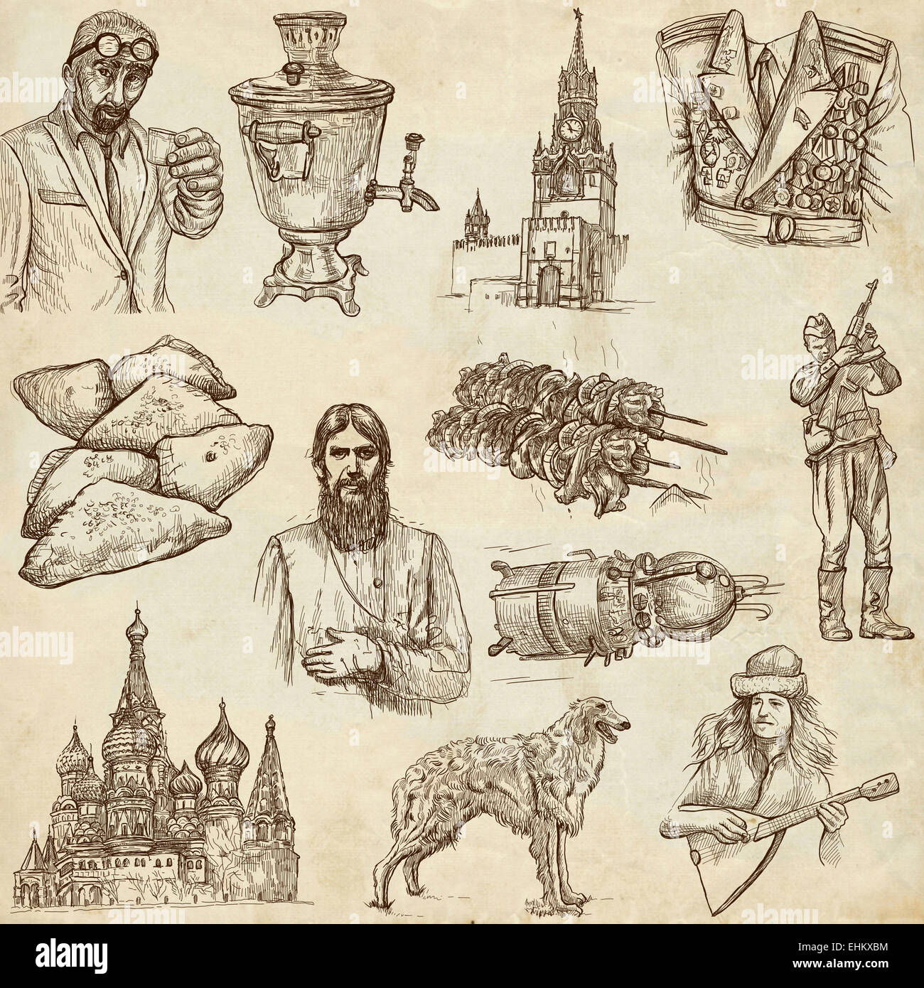 Travel series: RUSSIA - Collection of an hand drawn illustrations ...