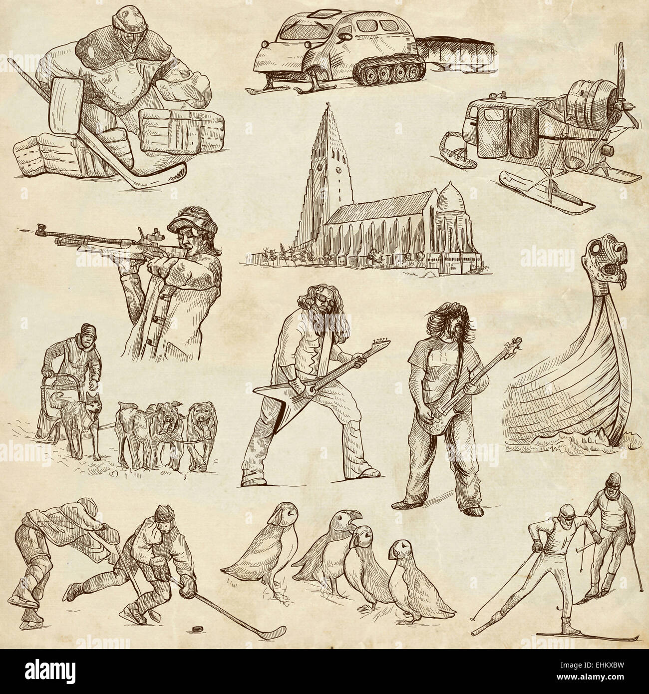 Travel series: SCANDINAVIA - Collection of an hand drawn illustrations ...