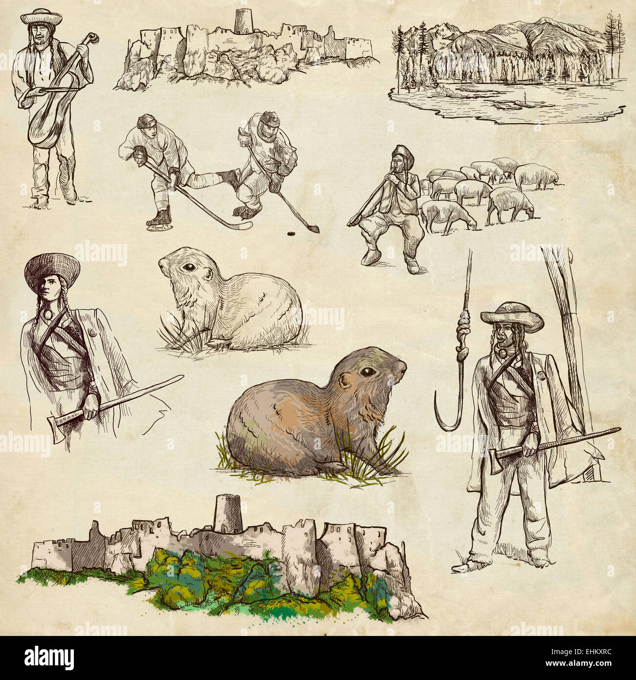 Travel series: SLOVAKIA - Collection of an hand drawn illustrations ...