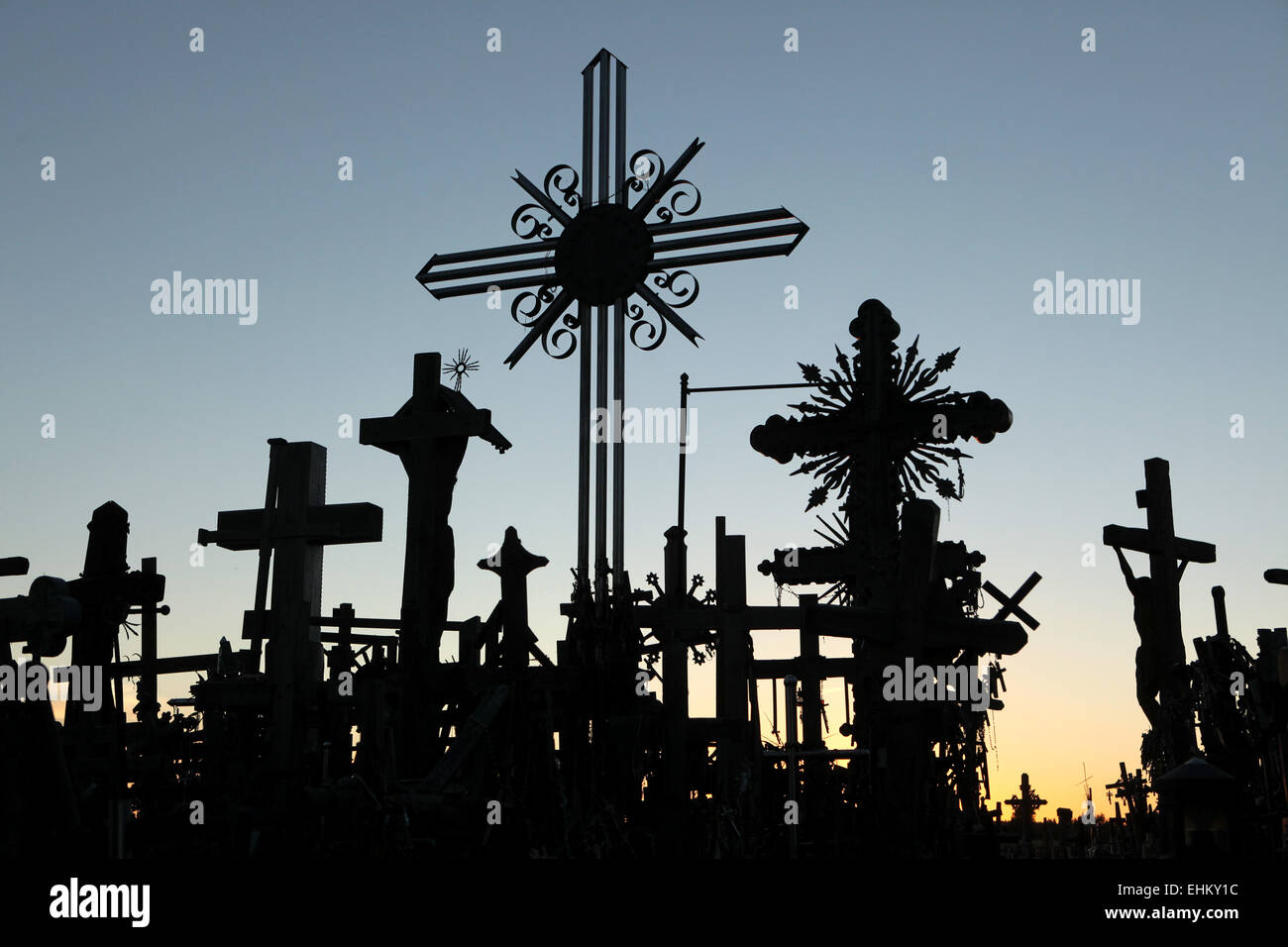 Wooden crosses at the Hill of Crosses, the most important Lithuanian ...