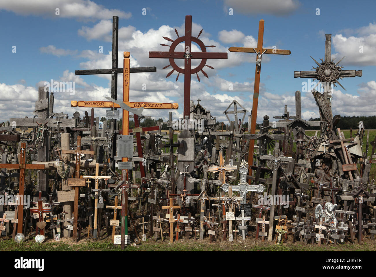Wooden crosses at the Hill of Crosses, the most important Lithuanian ...