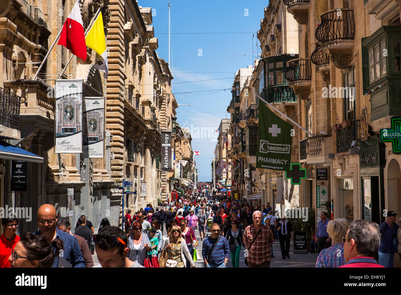 Malta, Valletta Street Scene Stock Photo - Alamy