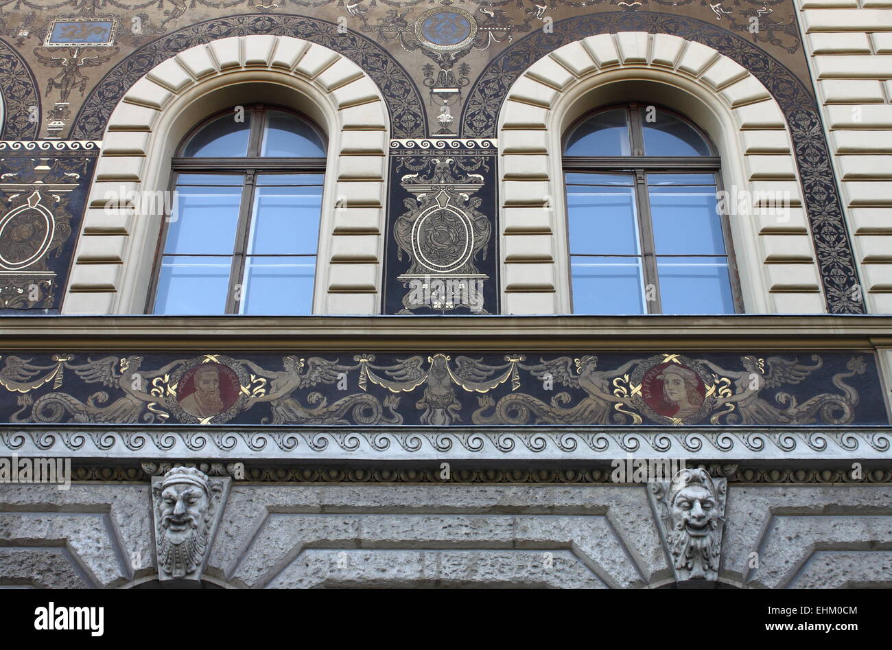 Renaissance windows in Andrassy Avenue of Budapest, Hungary Stock Photo ...