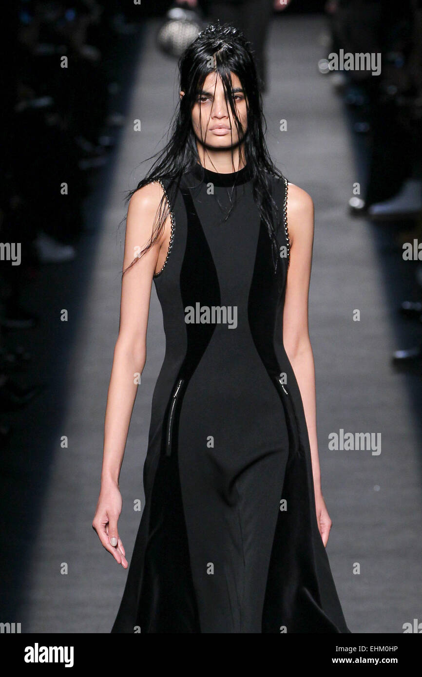 A model walks the runway wearing Alexander Wang during MBFW Fall 2015 ...