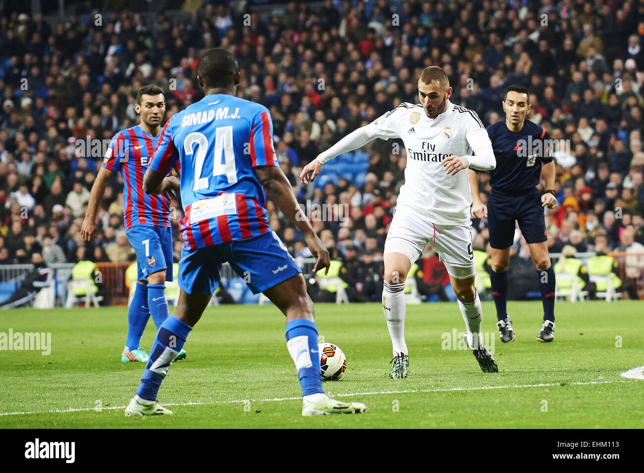Madrid, Spain. 15th Mar, 2015. Karim Benzema (Real Madrid F.C.) and ...