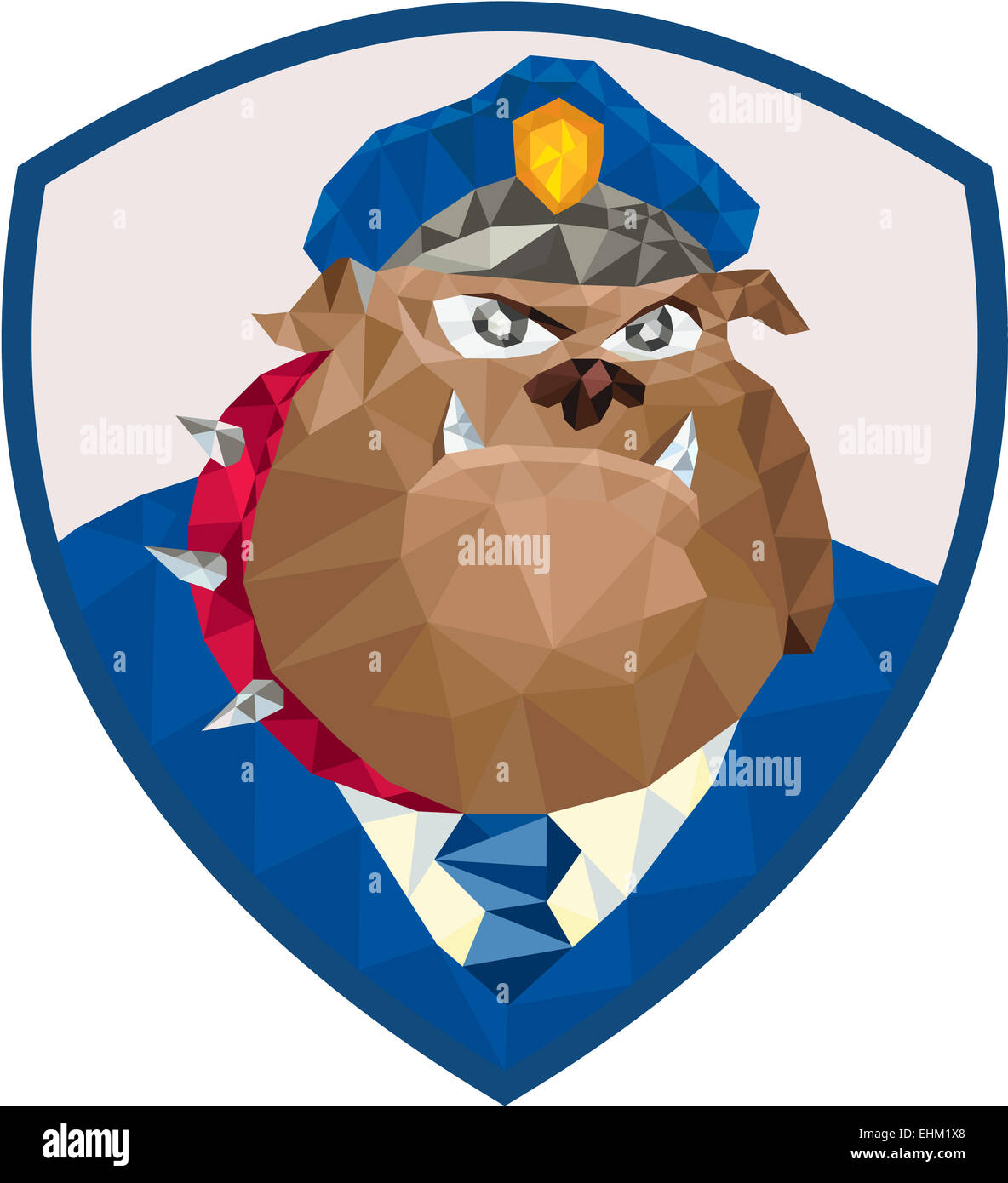 Low Polygon style illustration of a bulldog policeman police officer ...