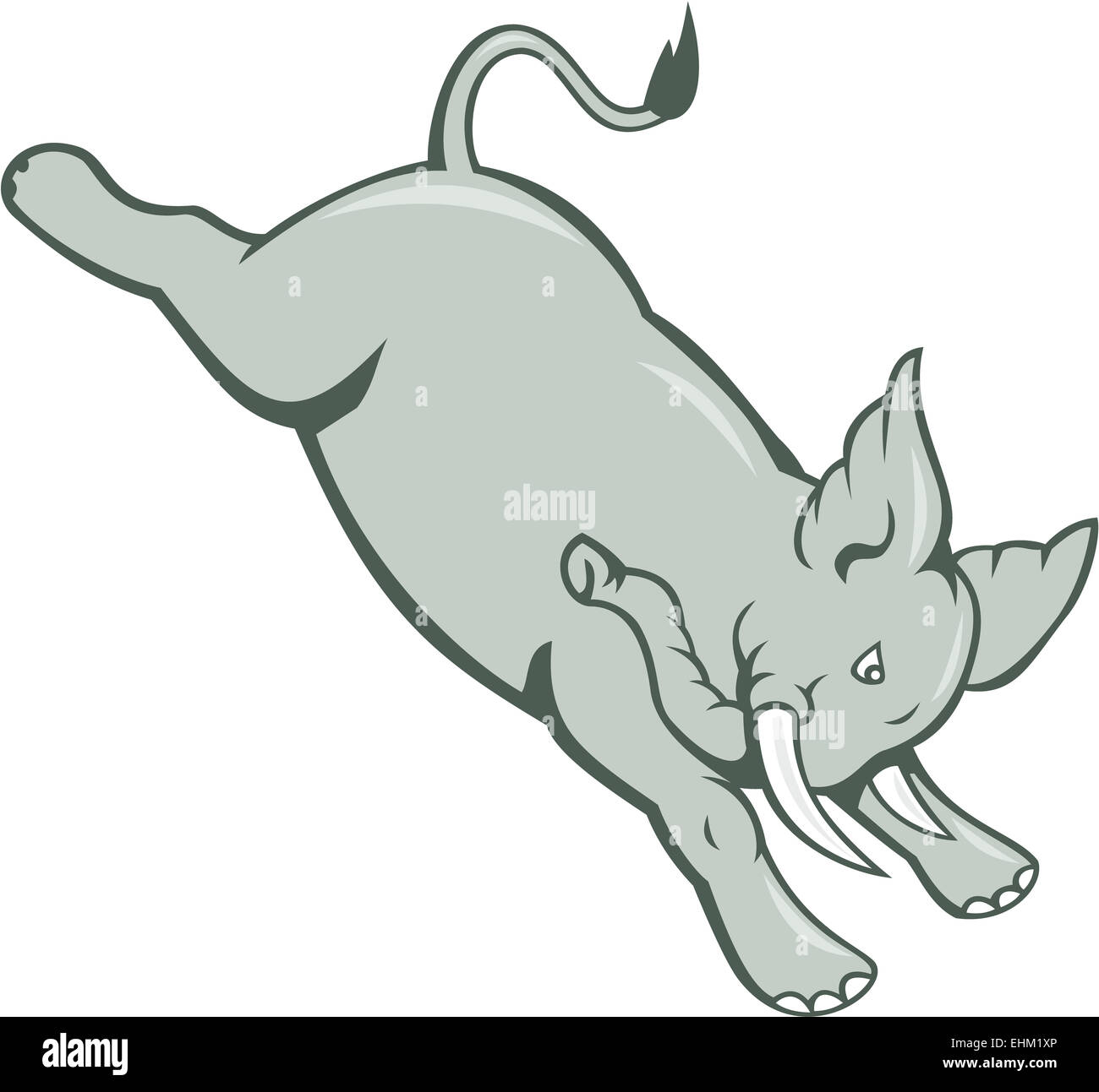 Illustration of an african elephant bucking jumping done in cartoon ...