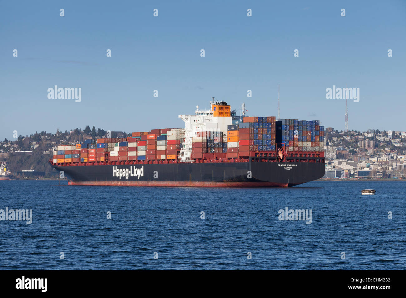 Container Ship Prague Express anchored in Elliott Bay at the Port of ...