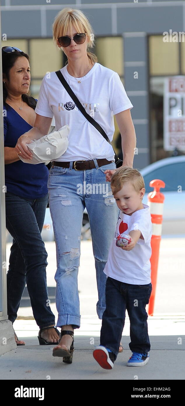 January Jones and son Xander out and about in Los Angeles Featuring ...