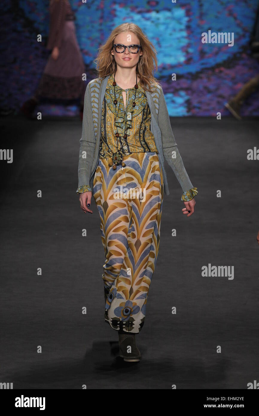 A model walks the runway at the Anna Sui fashion show during MBFW Fall ...
