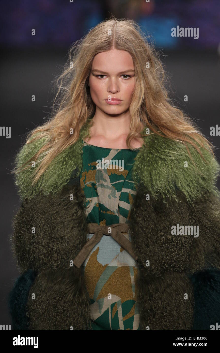A model walks the runway at the Anna Sui fashion show during MBFW Fall ...
