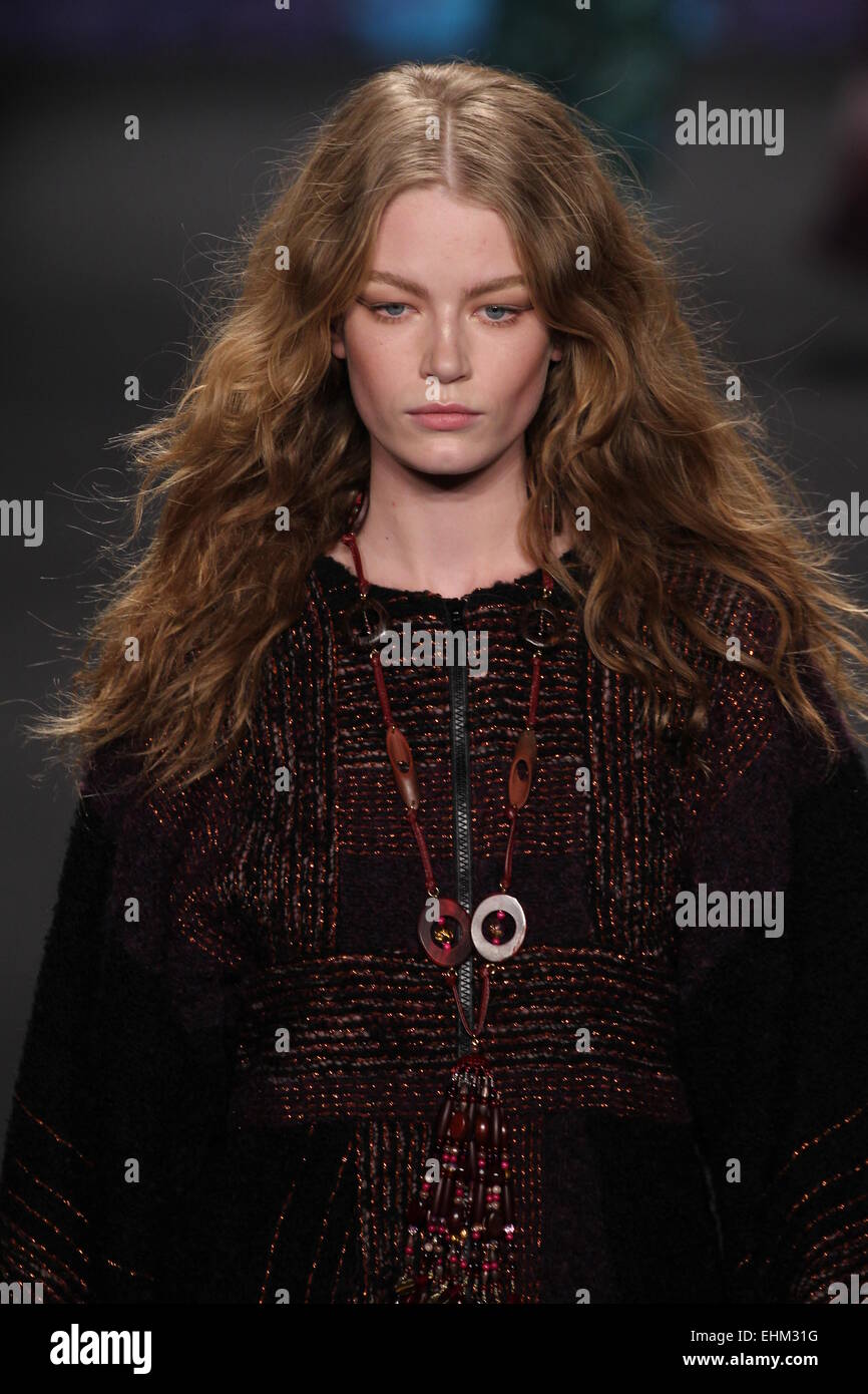 A model walks the runway at the Anna Sui fashion show during MBFW Fall ...
