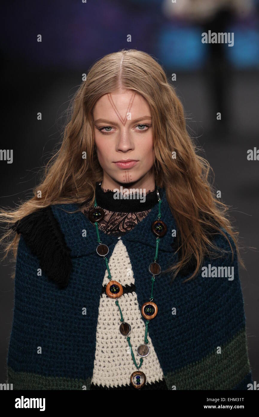 A model walks the runway at the Anna Sui fashion show during MBFW Fall ...