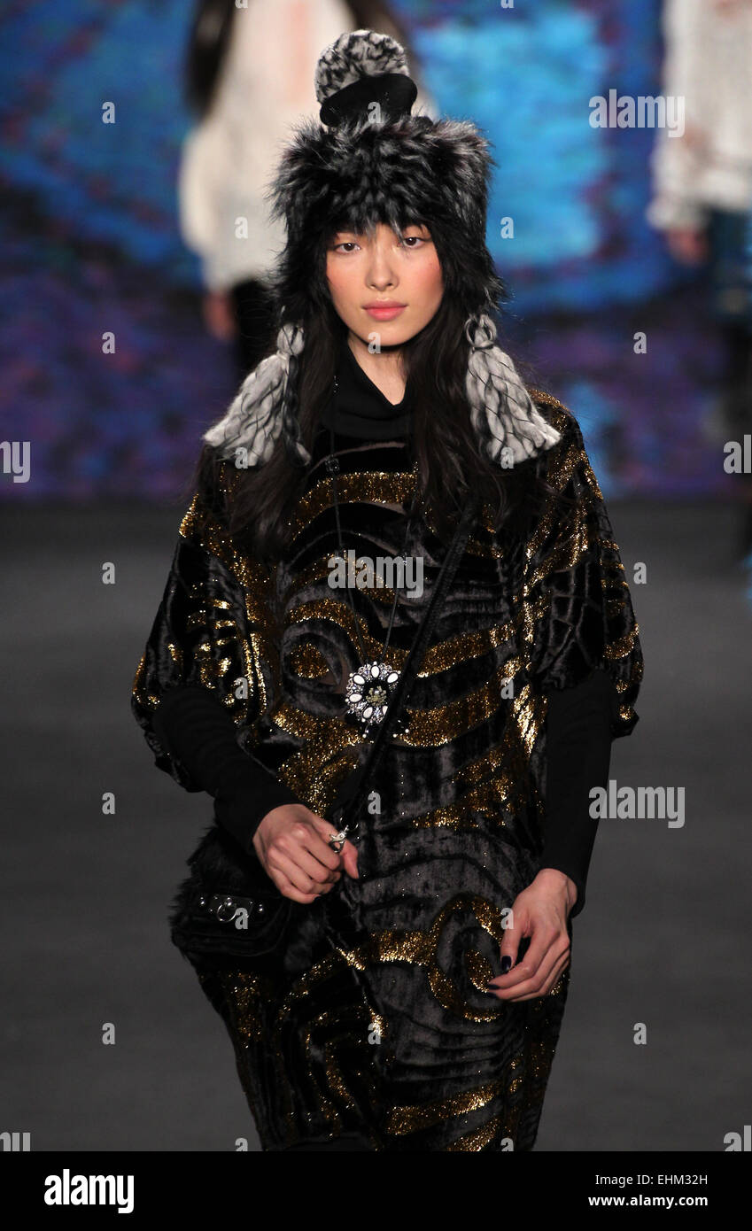 A model walks the runway at the Anna Sui fashion show during MBFW Fall ...