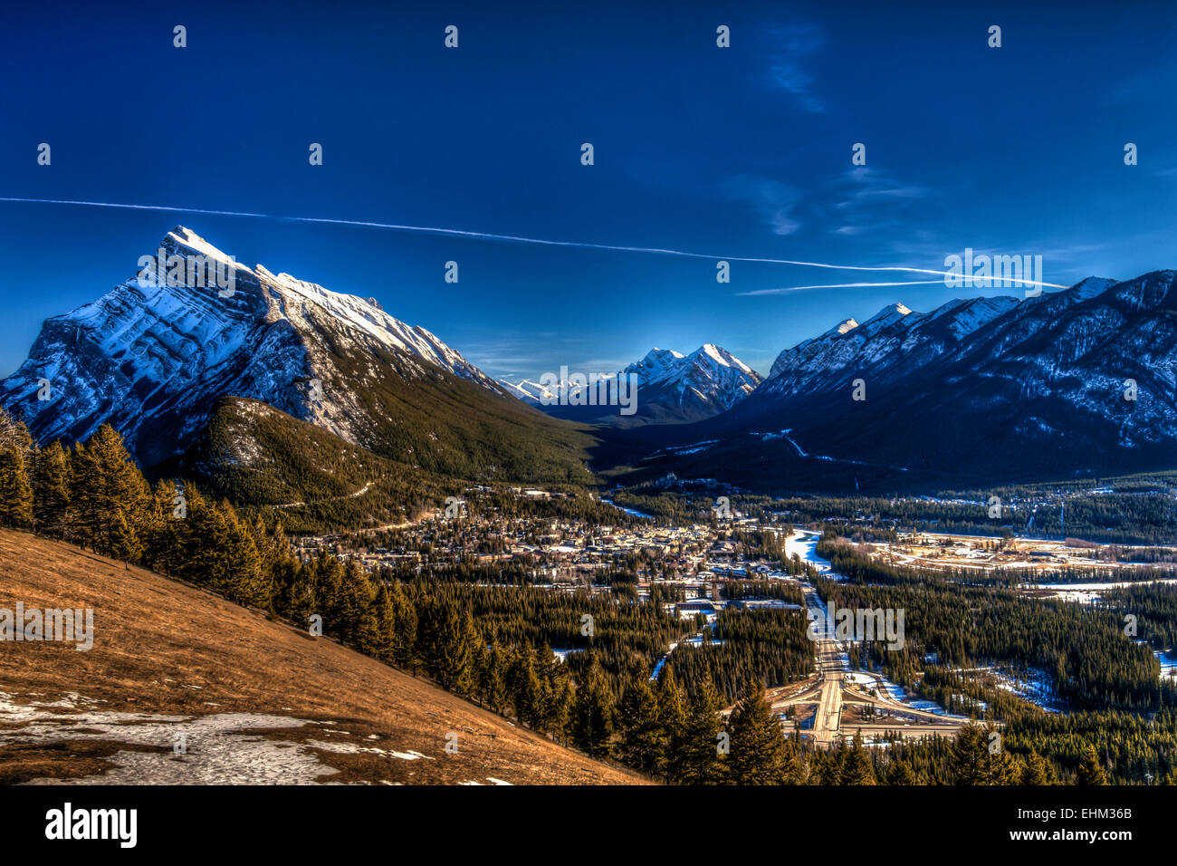 Mount Rundle and Banff Townsite, Banff National Park Alberta Canada ...