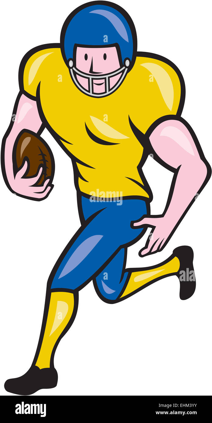 Illustration of an american football gridiron player running back with ...