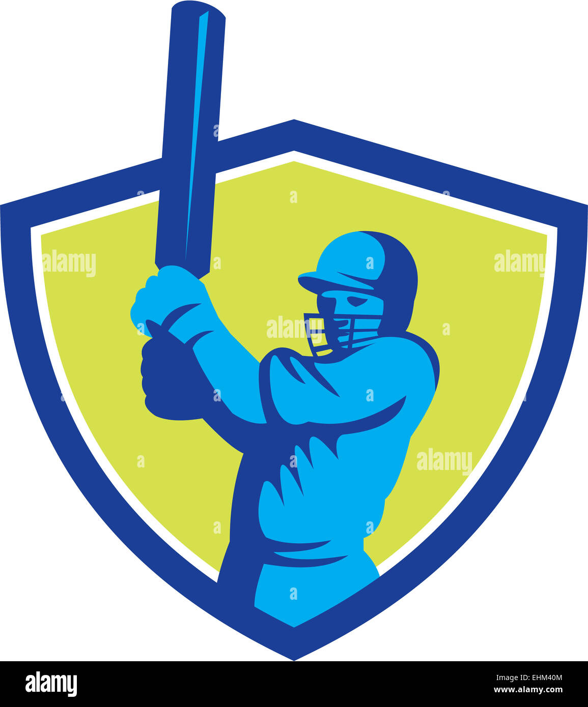 Illustration of a cricket player batsman with bat batting set inside ...