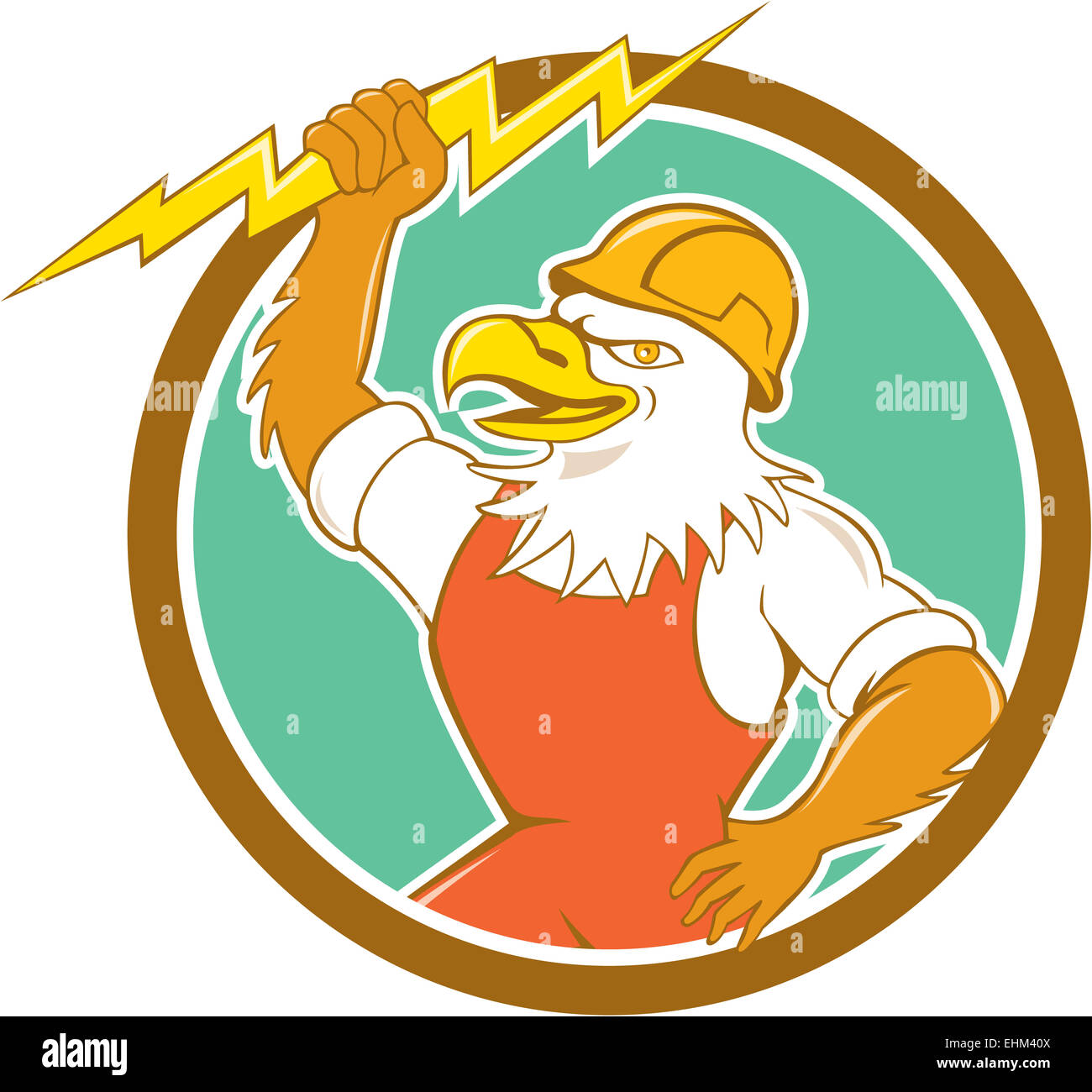 Electrician Holding Lightning Bolt Circle High Resolution Stock ...