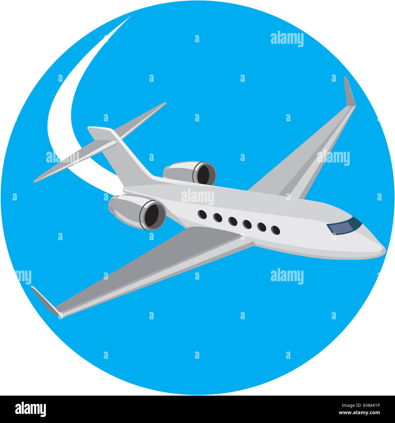 Illustration of a commercial light passenger airplane jet flying set ...